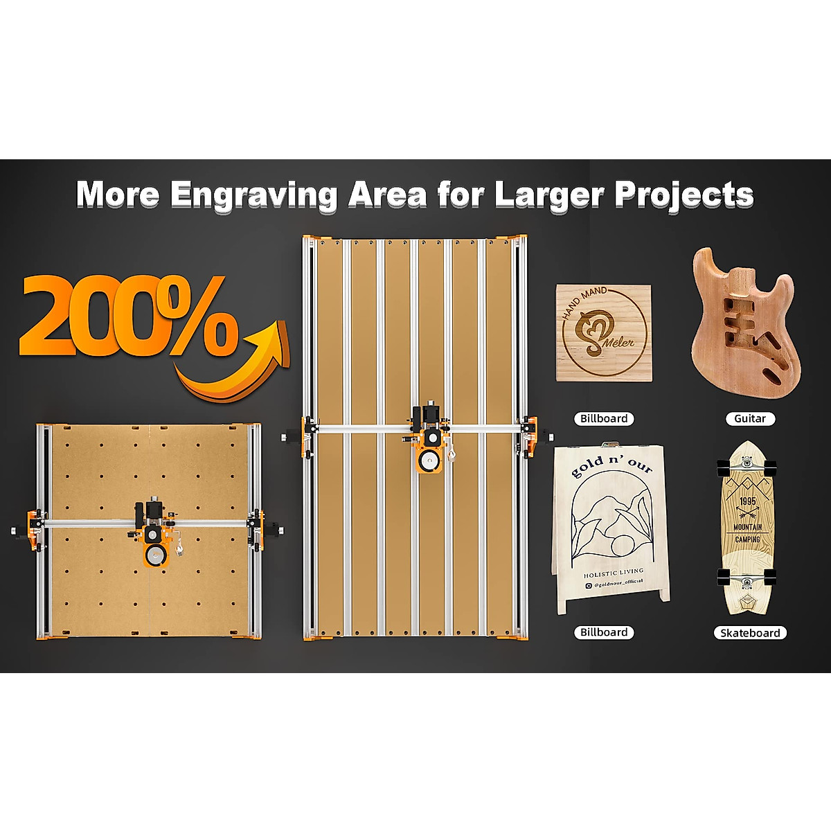 FoxAlien 4080 Extension Kit with Upgraded Hybrid Spoilboard for Masuter Pro CNC Router Machine Working Area Extend (15.75" x 31.5", X-Y)