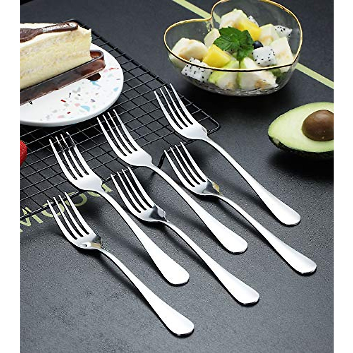 Kyraton Dinner Fork 6 Pieces, Stainless Steel 8.17 Inch Forks Silverware, Table Forks Set of 6