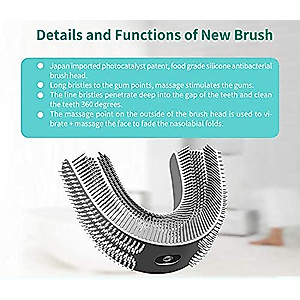 V-White U-Shaped Replacement Head for Ultrasonic Toothbrush — Food Grade Silicone Head with Bristles to Clean Between Teeth — Mouthpiece for Oral Hygiene and Preventive Care — Adult (1-Pack)