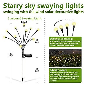 Solar Garden Lights 10LED - New Upgraded Solar Swaying Light, Sway by Wind, Ip65 Waterproof Solar Outdoor Light,Super Bright Light Bulb & High Flexibility Iron Wire, Yard Patio Pathway Decoration