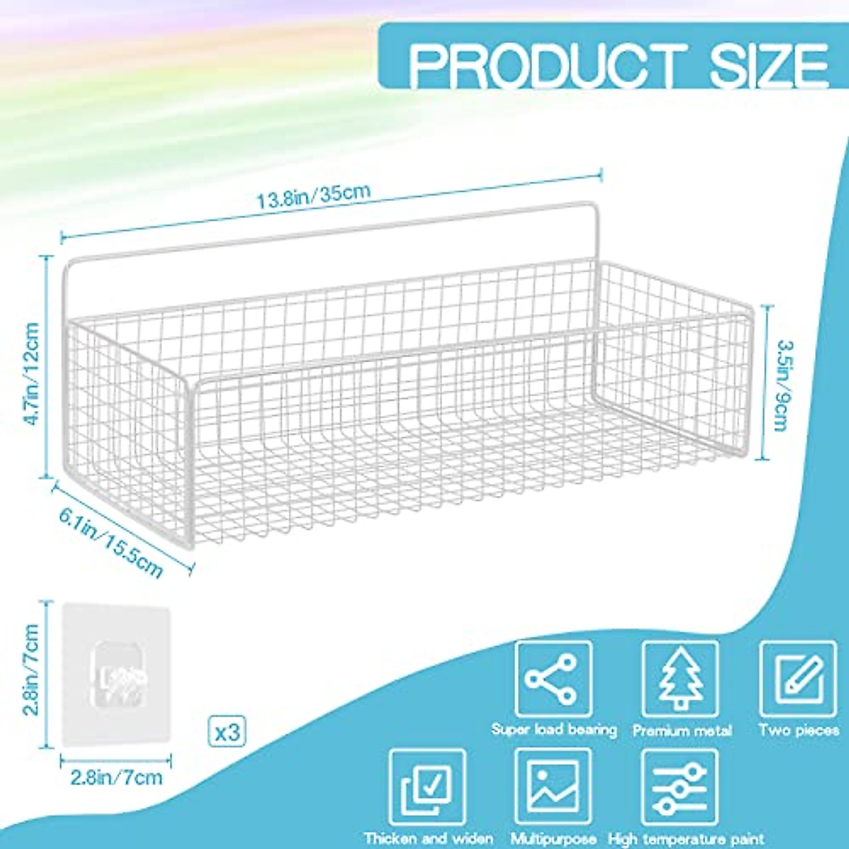 2Pcs Shower Caddy Shelf Organizer Rack, JOPBENG No Drilling Wall Mounted Bathroom Organizer, Rustproof Self Adhesive Shower Shelves for Bathroom Toilet Kitchen RV