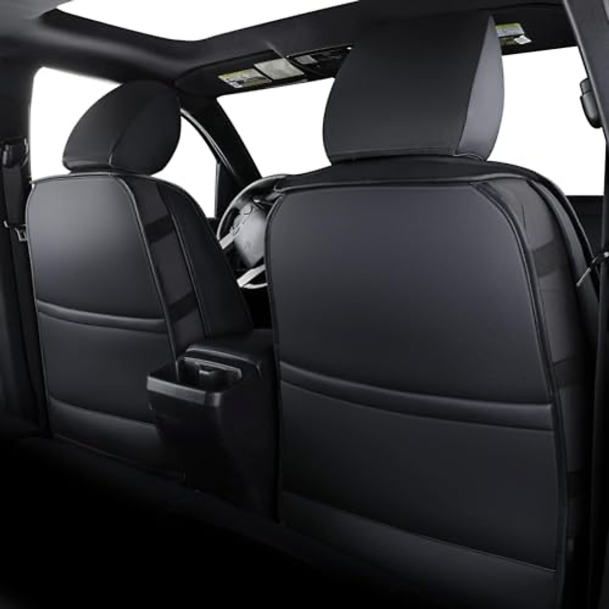 LUCKYMAN Club S08-QE Tacoma Seat Covers, Fit for 2005-2023 Tacoma Crew Cab SR SR5 TRD Sport TRD Off-Road PreRunner with Water Proof Faux Leather(Front Pair, Black&Gray 2 pcs)