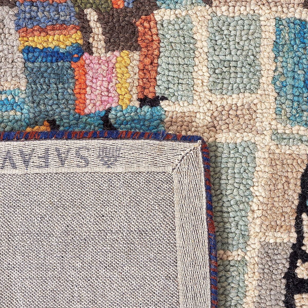 SAFAVIEH Aspen Collection 7' Square Ivory/Black APN517A Handmade Boho Abstract Premium Wool Living Room Dining Bedroom Area Rug