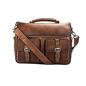 VELEZ Full Grain Leather Backpack for Men Tan Designer Bookbag + Messenger Laptop Briefcase Computer Bag