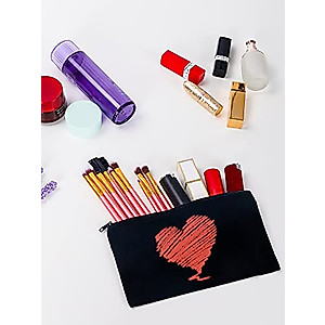 SMARTAKE 16-Pack Canvas DIY Craft Zipper Bags Blank Makeup Bags, Multipurpose Cosmetic Travel Toiletry Pouch for Office, Cash, Bill, Receipt Storage, 8.3’’ x 4.6’’ (Black)