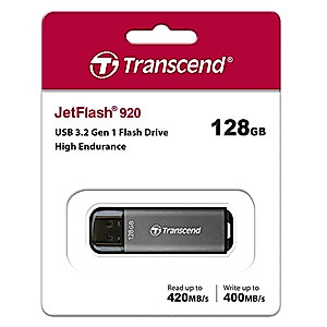 Transcend 128GB JetFlash 920 USB 3.2 Gen 1 Flash Drive TS128GJF920, Grey