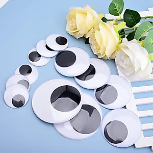 Hapeper 14 Pieces Giant Wiggle Eyes with Self Adhesive 2 3 4 Inches Big Black Plastic Eye for Home Furniture Door Car Halloween Party Decoration