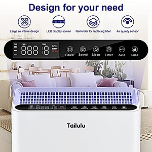 Air Purifiers for Home Large Room up to 1740ft², H13 True HEPA Air Filter for Allergies, Pets Hair, Pollen, Dander, Smoke, Smell, Sleep Mode, 5 Timer, Auto Mode Quiet Air Cleaner for Bedroom, Kicthen