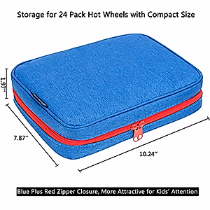 KISLANE 24 Toy Cars Storage for Hot Wheels, Storage Case Compatible with 24 Hot Wheels, Matchbox Cars, Mini Toys, Hot Wheels Storage for Kids, Bag Only (Blue)