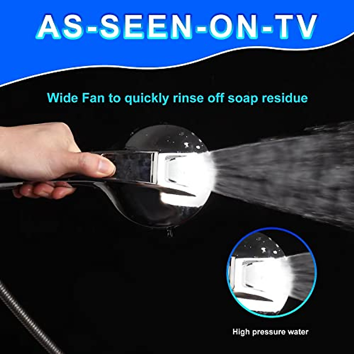 High Pressure Shower Head with Handheld, 7 Functions Auqacre Shower Head + Jet Water Mode Wash for cleaning bathtubs, Pets & Tile, rain shower head with 60'' Stainless Steel Hose & Adjustable Bracket