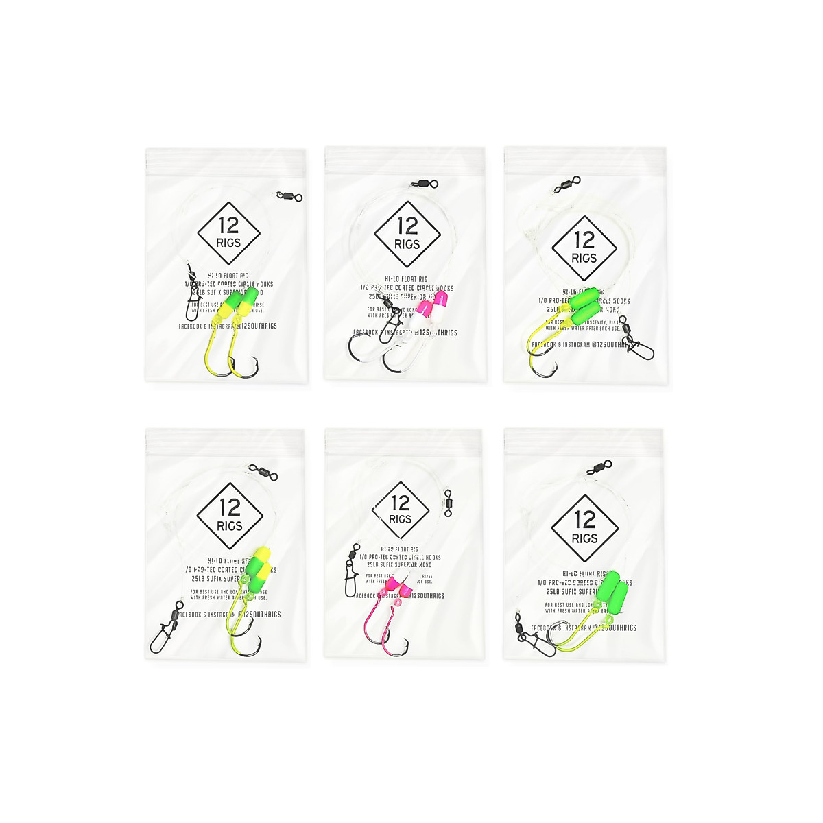 6 Pack 'Coquina Shells' Pompano Surf Fishing Rigs (25# Mono Pro-Tec Coated)