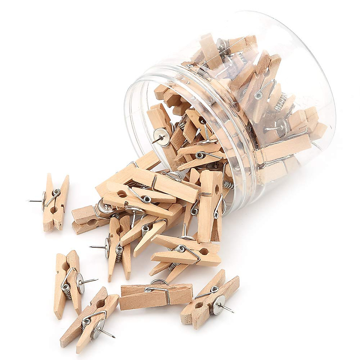 Wooden Clothespins, 50pcs 35x7mm Mini Photo Paper Peg Pin Graft Clips Crude Wood Clips Craft Decoration Pegs for Photo Clips ClothesClothes Pins