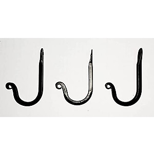 ATCUSA Wall Mounted Hook - Wrought Iron Decorative Blacksmith Handmade Simple Iron Hook for Bathroom and Kitchen, Hooks for Hanging Robes, Towels, Coats, Cloths, Bags, Keys and Jewelries (3)