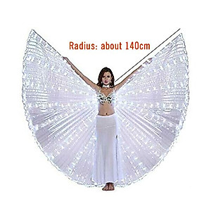 Halloween Belly Dance LED Angel Wings,Bar Belly Dance Light Up Stage Wear 360 Degrees Performance Props LED Wing for Women(White)