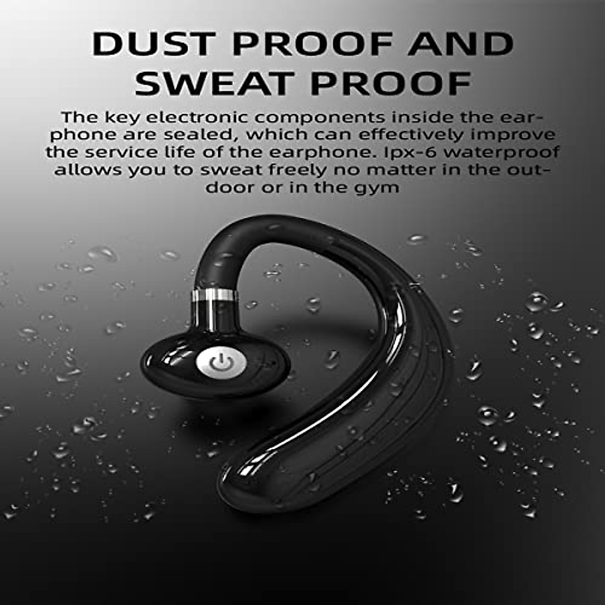 JUNAN Bluetooth V5.0 Headset, Wireless Earpiece, Ultra-Light Weight (12g) Hands Free Earphones with Built-in Mic,Suitable for Left and Right Ears, Anti-Sweat and Noise Reduction