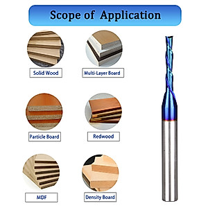Jiiolioa X2112G Spiral CNC Router Bit 1/8 inch Cutting Dia 1/4 inch Shank with Down Cut Solid Carbide End Mill for Wood Cut Carving Engraving