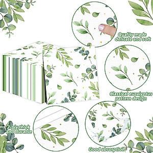 50PCS Eucalyptus Napkins Greenery Disposable Decorative Guest Papers for Wedding Green Foliage Eucalyptus Leaf Theme Luncheons Dinners Supplies for Bridal Shower Birthday Party Decoration