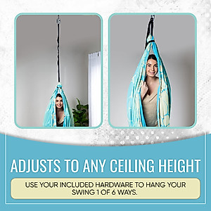 Indoor Sensory Swing for Kids or Outdoor – Holds 300lbs, Double-Layer, & 360° Swivel, Calming Compression Therapy Swing Hammock for Kids & Adults with All Hardware – Sensory-Motor Toys & Gifts