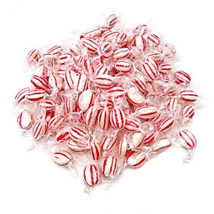 LaetaFood Peppermint Striped Hard Candy Drops, Individually Wrapped (1 Pound Bag - Approx. 75 Count)