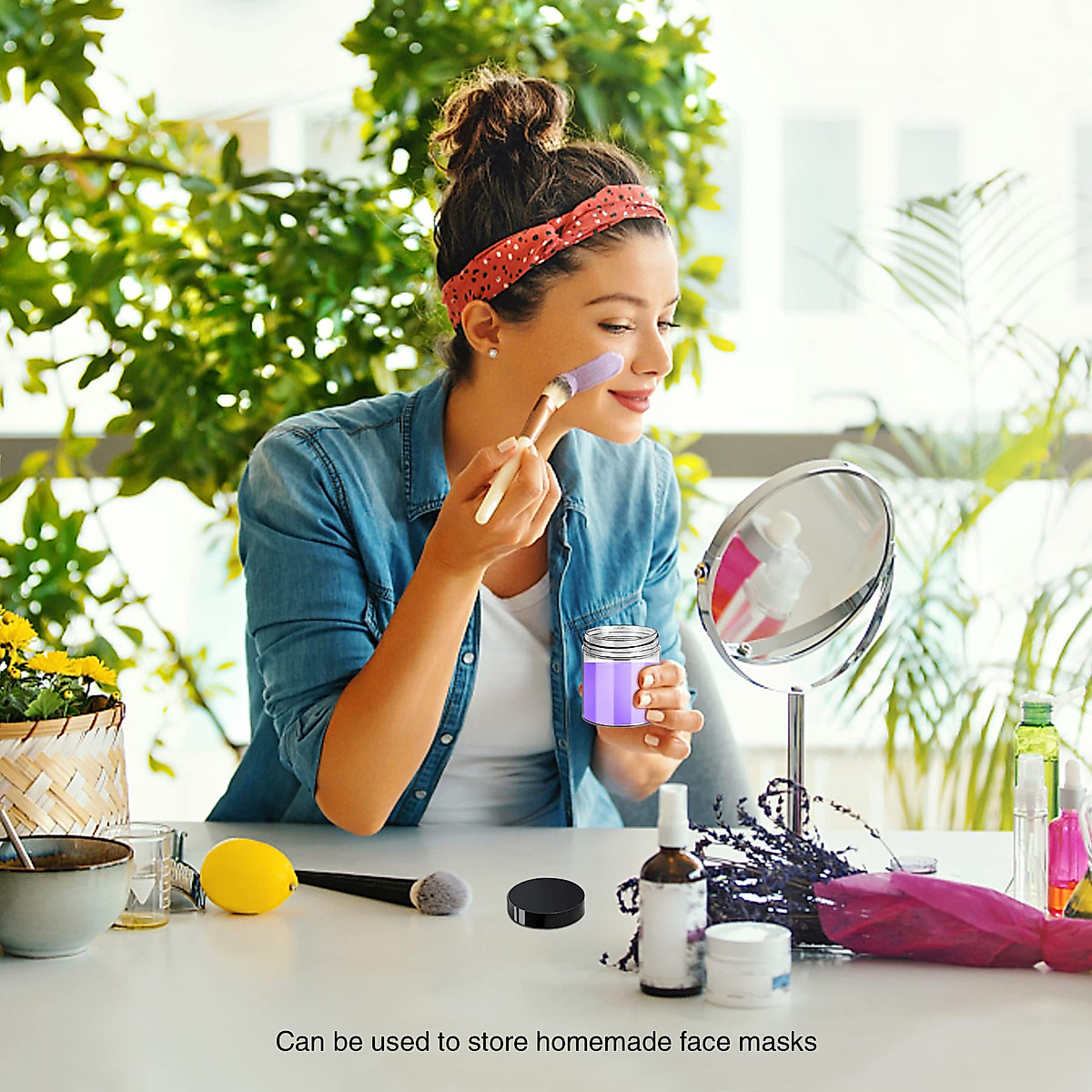 Hajoyful Plastic Jars with Lids 4OZ 48PCS,Small Cosmetic Slime Containers Clear Travel Round Jars Empty Refillable Sample Containers Leak Proof Pot Jars with Black Lids for Lotion, Cream, Cosmetics