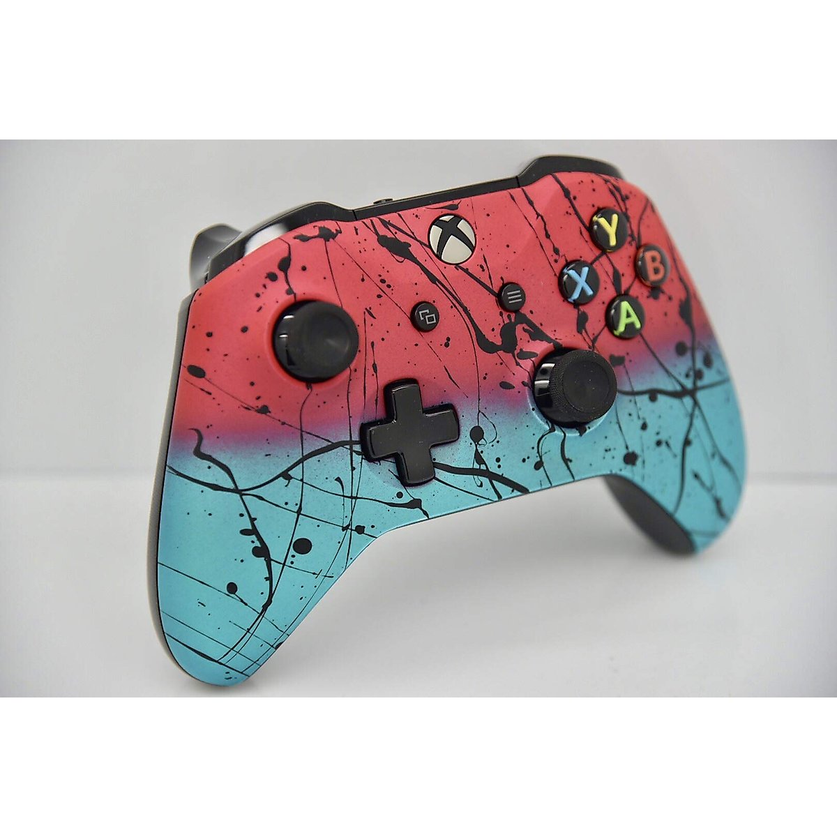 Hand Airbrushed Fade Custom Controller - Compatible with Xbox One (Matte Red & Teal)