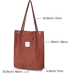 WantGor Large Corduroy Totes Bag Women's Casual Purses Work Handbags Big Capacity Shopping Bag