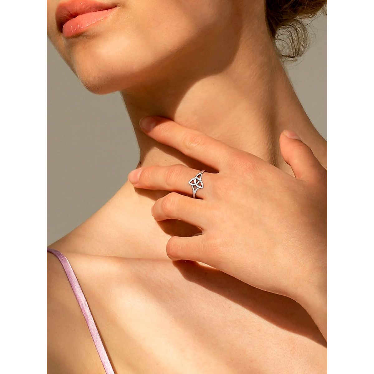 ChicSilver 925 Sterling Silver Ring for Women Triquetra Celtic Knot Promise Ring Simple Classic Irish Eternity Wedding Band Size 7