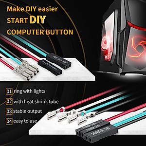 STARELO 12mm Computer case DIY Restart Instant Button Installation and Replacement, Metal self-resetting Button Switch, Blue LED Light, 12mm 1/2" Mounting Hole with Heat shrinkable Tube. (12mm, Blue)