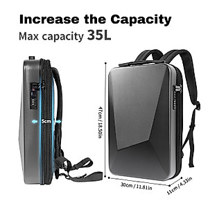 HANSSHOW Cyberbackpack Hard Shell Laptop Backpack, 17 Inch TSA Anti-Theft Waterproof Backpack, USB Charging Port Slim Bookbag