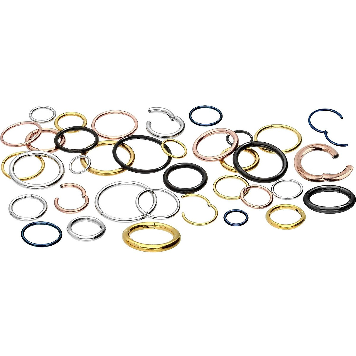 PIERCINGLINE Segment Ring Clicker made of surgical steel - Hoop Piercing in gold, silver, rose gold or black - nose ring, septum ring, ear helix piercing jewelry or tragus cartilage hoop