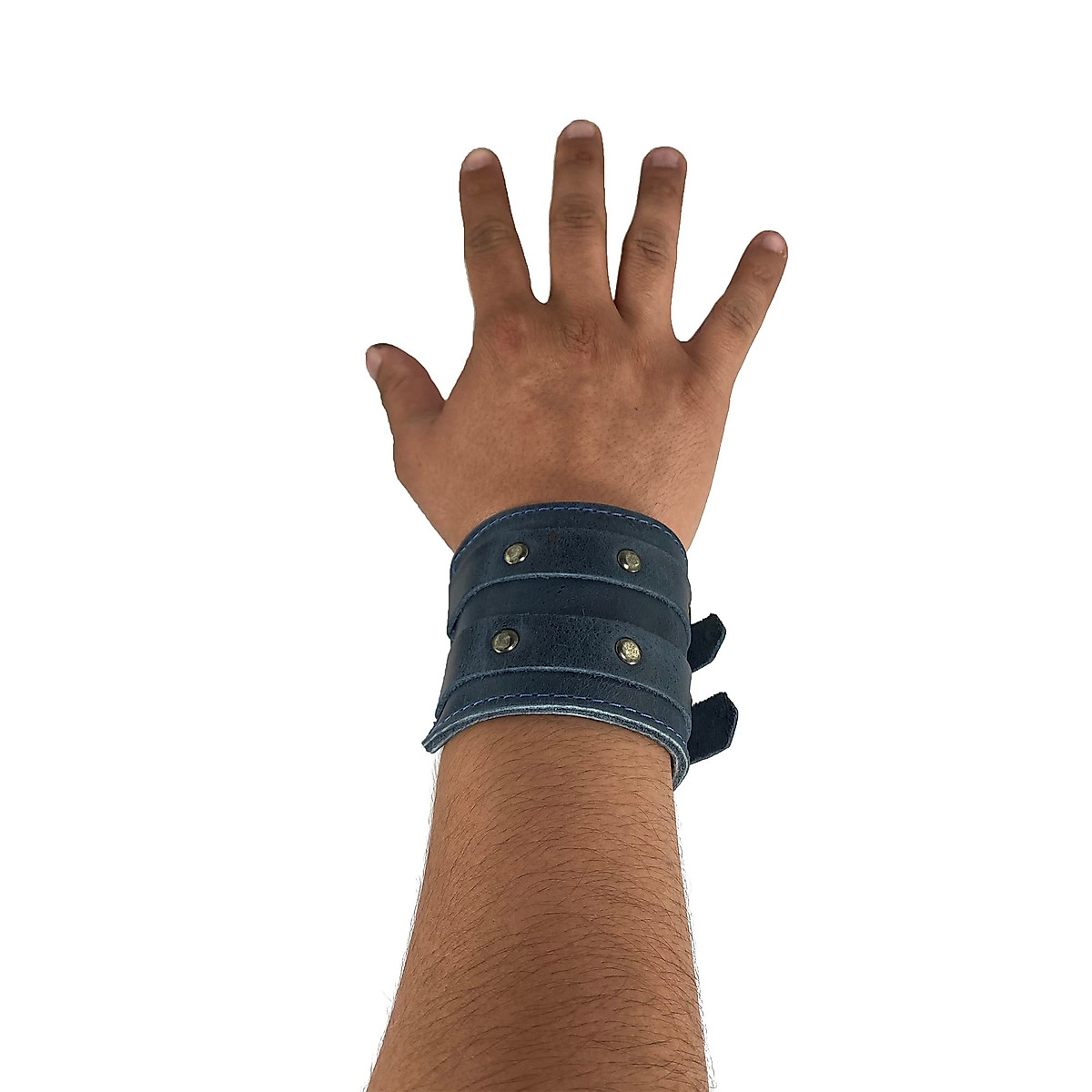 Hide & Drink, Stylish Wrist Wallet Cuff, Wristband with Secret Pouch, Cash Holder, Money Organizer, Full Grain Leather, Handmade,Slate Blue