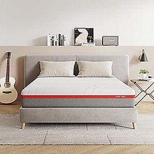 Sweetnight Queen Size Mattress, 10 Inch Cooling Gel Memory Foam Mattress in a Box, Foam Mattress with Flippable Design for Comfortable Sleep & Support, Plush, Clarity