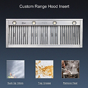 CT Copper Tailor Built-in Range Hood Insert Vent 48 Inch, 1150 CFM with 4-Speed Fan, LED Light, Dishwasher-safe Baffle Filter,Stainless Steel