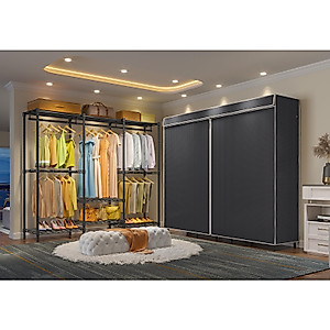 VIPEK V5C SE Garment Rack Wardrobe Closet, Heavy Duty Clothes Rack with Adjustable Shelves and Black Upgraded Polyester Cover, Black Metal Clothing Storage Organizer for Bedroom, 70.1" Lx17.3 Wx76.4 H