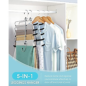 CINKSY Pants Clothes Hangers Space Saving - Upgrade Non Slip Jeans Hanger Rack with Foam Padded Swing Arm Leggings Hanger Multiple Layers Closet Organizer and Storage for Trousers, Scarf, Tie - 2 Pack