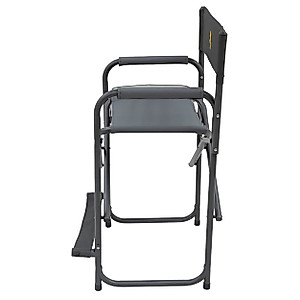 Browning Directors Chair - Outdoor Folding Chairs Made with Durable Fabric and Sturdy Aluminum/Steel Frame, with Extra Tall Seat and Flip-Down Footrest, Plus, Charcoal/Gray