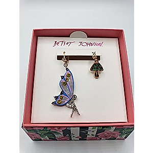 Betsey Johnson Fairy Mushroom Mismatched Drop/Dangle Earrings NIB Great Gift Idea Mother' Day Valentine's Day Easter XMAS Christmas Gifts