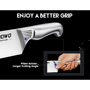 enowo Kitchen Knife Set with Block, 14 Pieces German Stainless Steel Knife Block Set, Hollow Handle Chef Knife Set Built-in Sharpeners Right