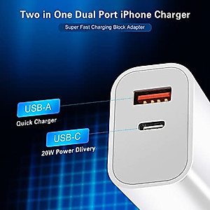 Fast Charger iPhone,Dual Port A/C iPhone Charger Fast Charging Adapter[Apple MFi Certified]2Pack Quick Double iPhone Wall Charger Block 10FT USBC to Lightning Cable for iPhone 14/13/12/11/ProMax/XS/XR