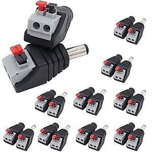 exgoofit DC Power Connector Plug 10 Pairs Male and Female DC Connector 5.5mm x 2.1mm Power Jack Plug Adapter Socket for CCTV Camera and Led Strip