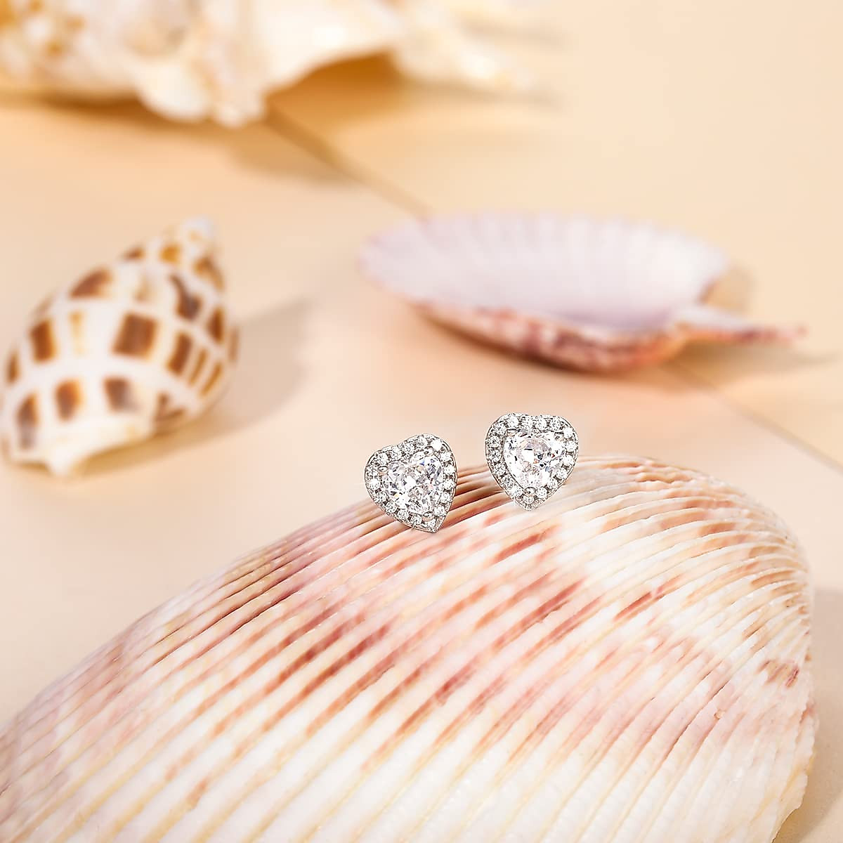 EAMTI 925 Sterling Silver Stud Earrings for Women 0.5CT Heart Cut Cubic Zirconia CZ Stud Earrings 18K White Gold Plated Stud Earrings Men Hypoallergenic