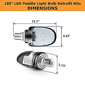 OSTEK LED Shoebox Retrofit Lamp 54W 7290LM 180° Rotatable E39 Mogul Base (150W MH Equiv.) LED Paddle Lights for Parking Lot Street Area Security Lighting- UL DLC Listed