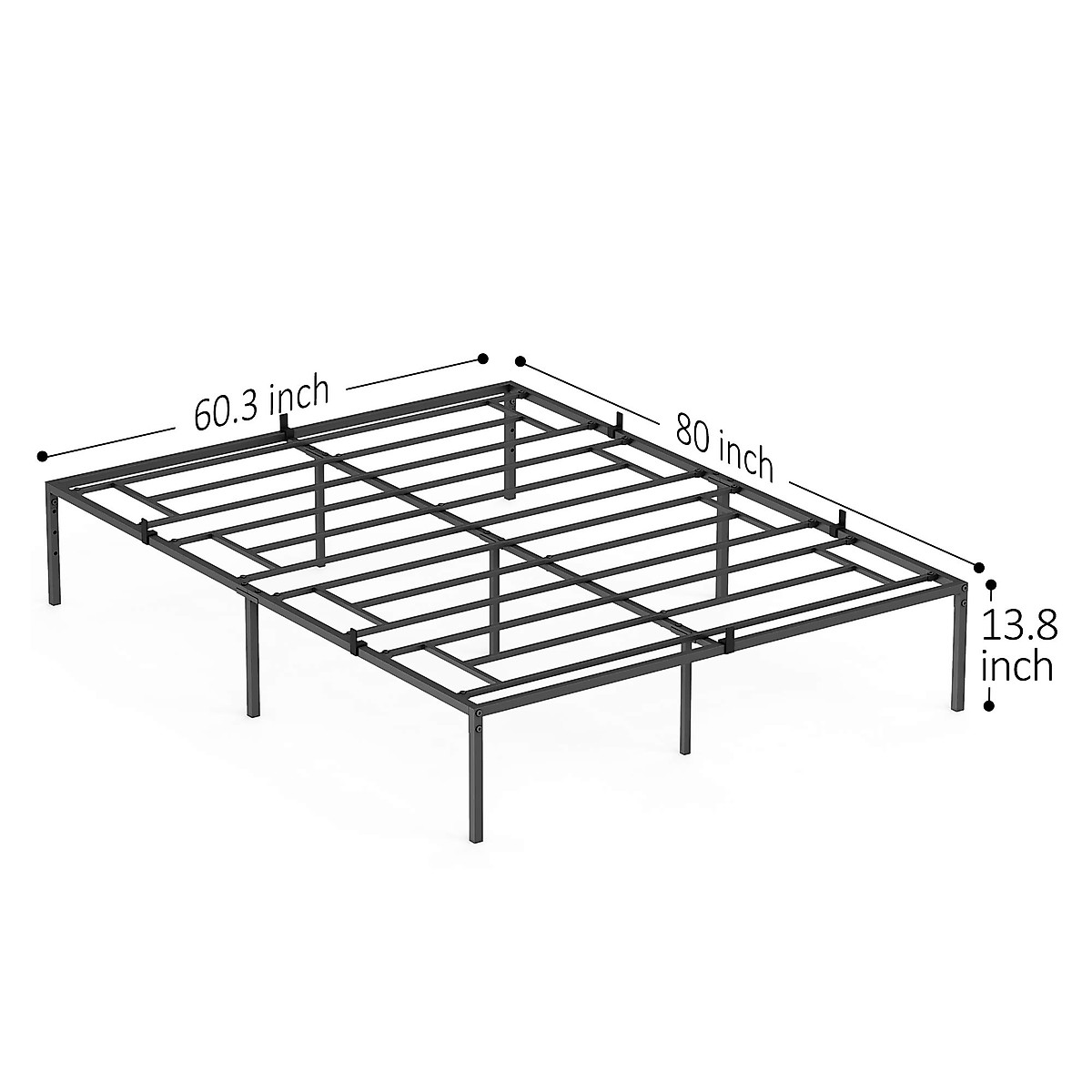 IDEALHOUSE Queen Bed Frame with Storage 14 Inch Metal Platform Bed Frame with Steel Slat Support No Box Spring Needed,Mattress Foundation,Easy to Assemble