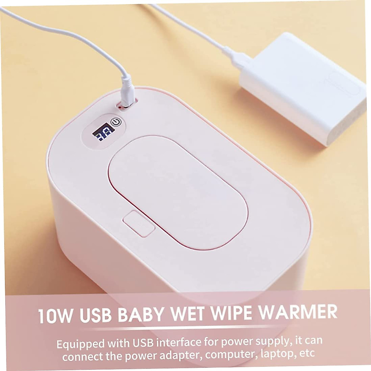 Ckuakiwu Wet Wipes Warmer, Baby Wet Wipes Warmer USB Wipe Dispenser Portable Diaper Wipes Heater Box for Home Car Travel Pink, Baby Wipe Warmer