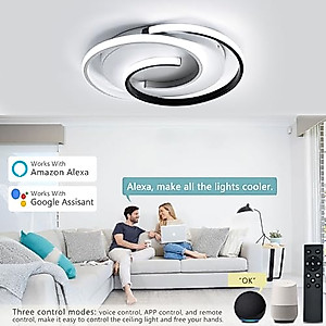 IEANL Smart Modern Ceiling Light,LED Ceiling Lights with Alexa Google Home,Dimmable Flush Mount Chandelier Fixture,Remote Control Ring Ceiling Lamp for Living Room Bedroom Dining Room, TY-1951