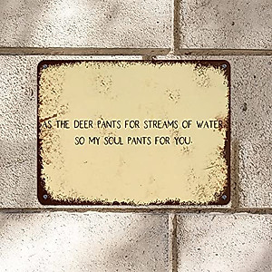 Nelbonse As The Deer Pants for Streams of Water Metal Sign Tin Aluminum Sign Classic Inspirational Quotes Tin Art Sign Decoration For Home Bar Pub Cafe Farm Room 16x12in