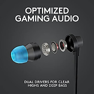 Logitech G333 Gaming Earphones with Dual Audio Drivers, in-line mic and Volume Control, Compatible with PC/PS/Xbox/Nintendo/Mobile with 3.5mm Aux or USB-C Port - Black