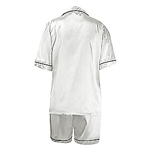 Women Pink Pajamas Kids Satin Pajamas Pink Silk Pajamas Women Silk Pajamas Set Pink Silk Pajamas for Women (White, M)