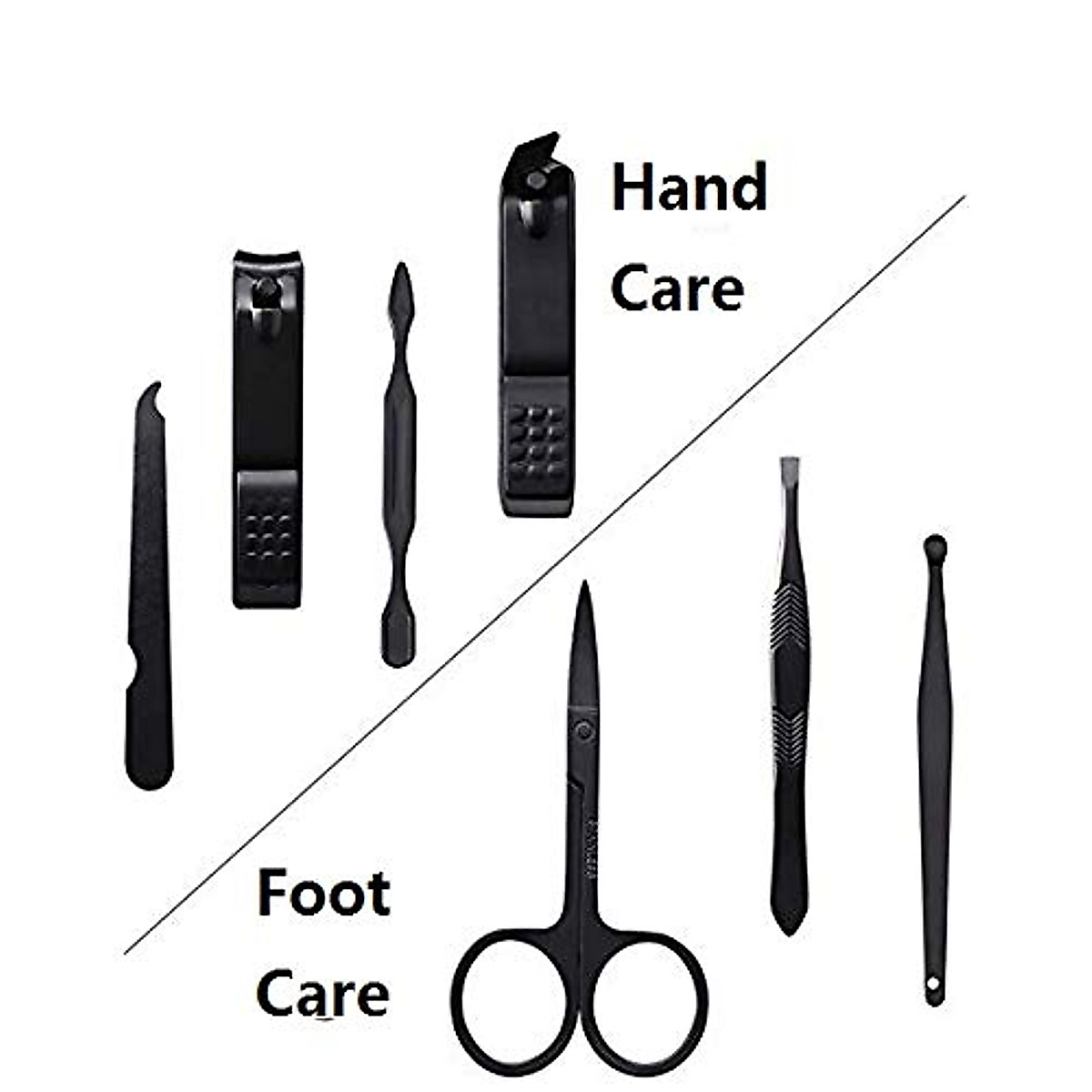 Nail Clipper Set Manicure Set Black Stainless Steel Fingernails & Toenails Clippers 7 pcs Nail clippers Pedicure Kit Nail Scissors Grooming Kit with Leather Travel Case (7 Black)