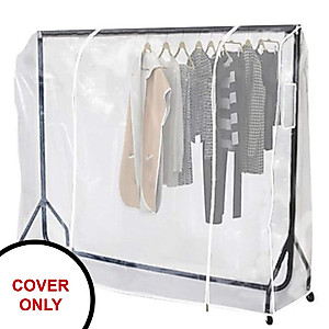 Ruibo Clear Garment Rack Cover Dustproof Clothes Rack Cover With 2 Durable Zipper/Clothing Waterproof Protector (L:71x20x60 inch), Ethylene Vinyl Acetate